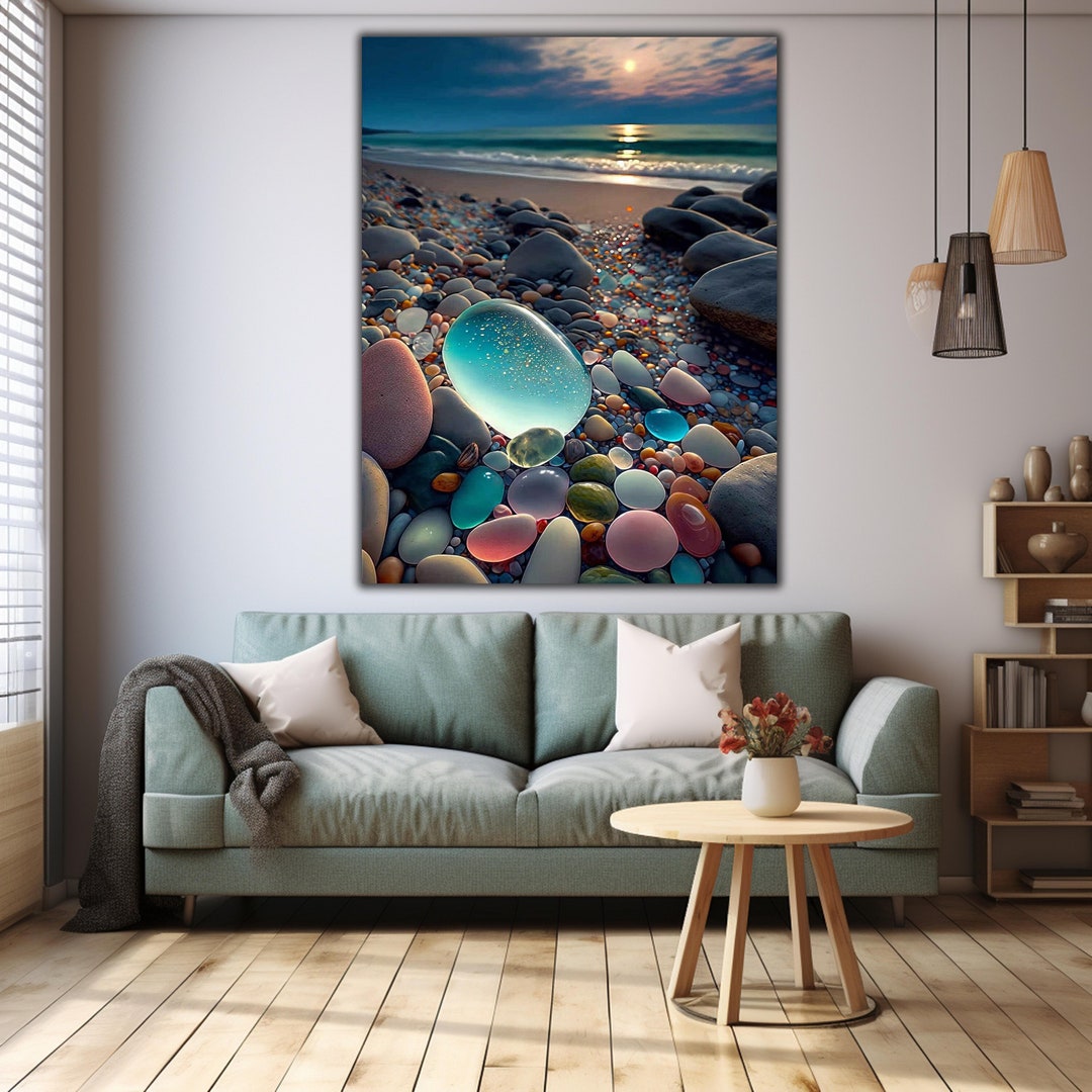 Zen Spa Stones Tempered Glass Wall Art Glass Wall Decor-beach Stones ...
