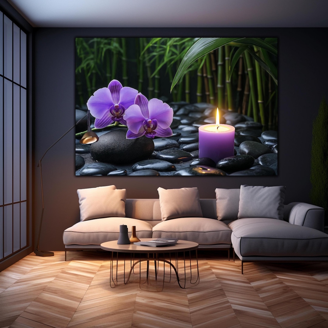 Purple Orchid Bamboo Grove Tempered Glass Print Wall Art – Zen Candle ...