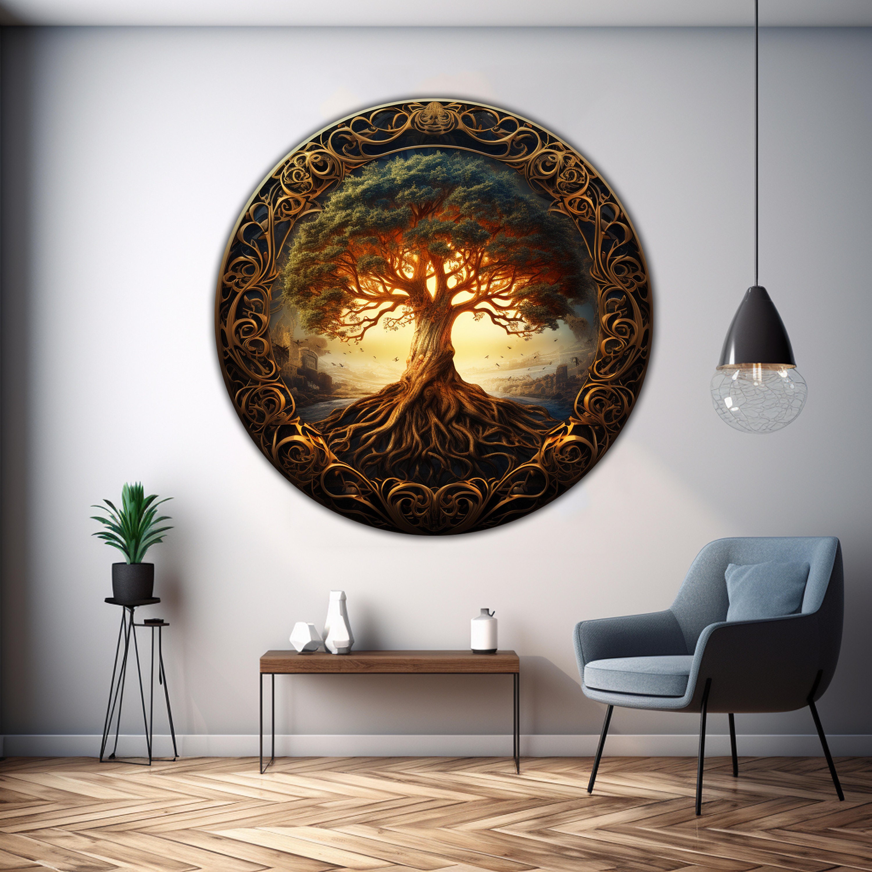 Tree of Life Tempered Glass Wall Art, Life of Tree Glass Wall Decor ...