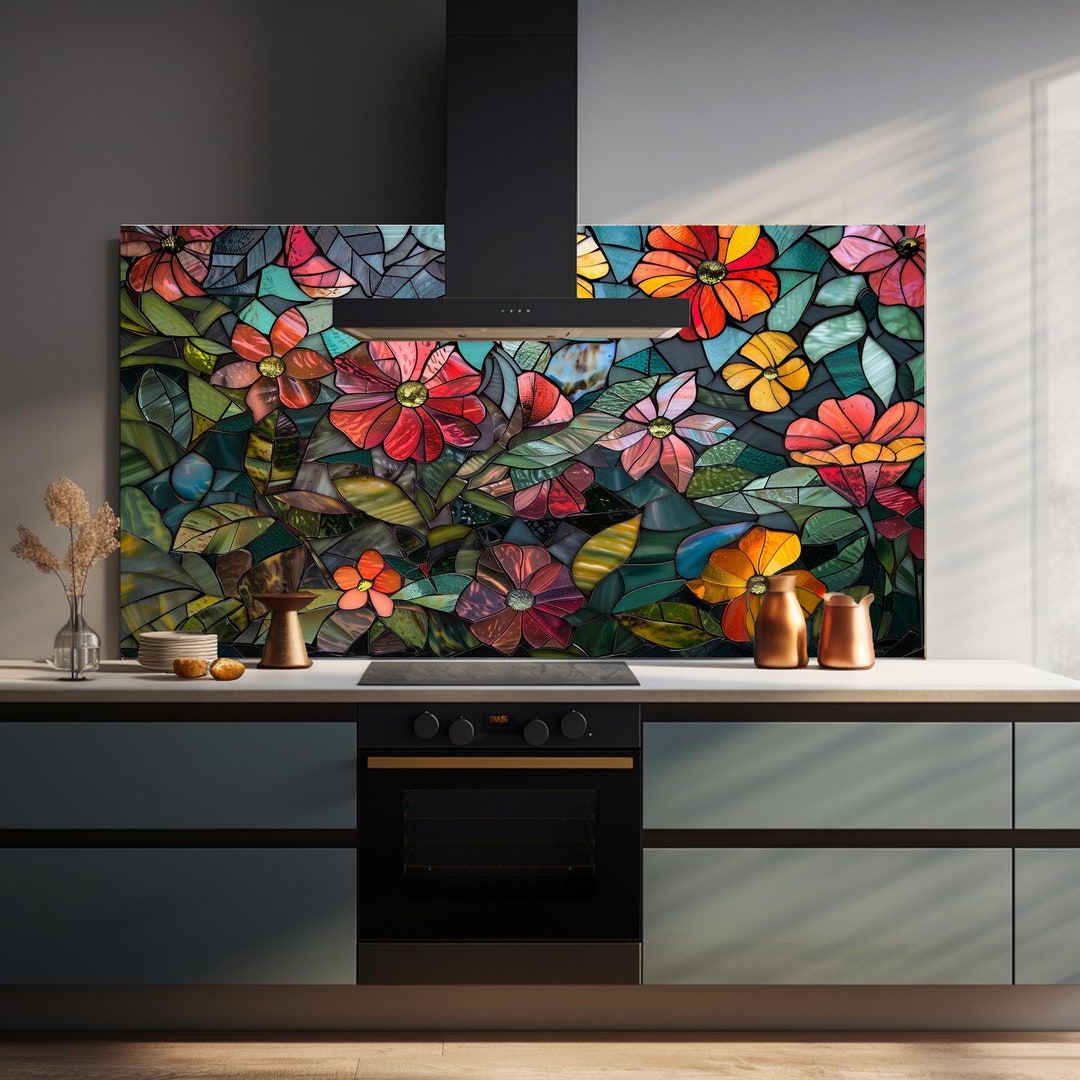 Tempered Glass Backsplash-flower Backsplash Tiles-stove Backsplash for Lotus Splashback for ...