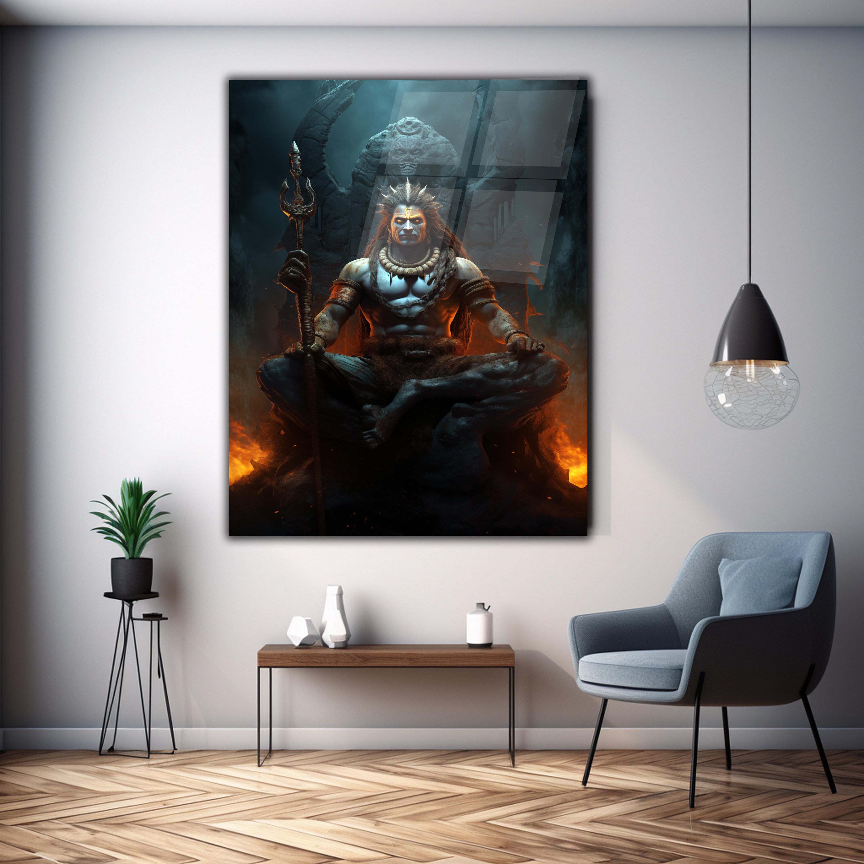 Shiva God Tempered Glass Wall Decor, Hindu God Tempered Glass Wall Art ...