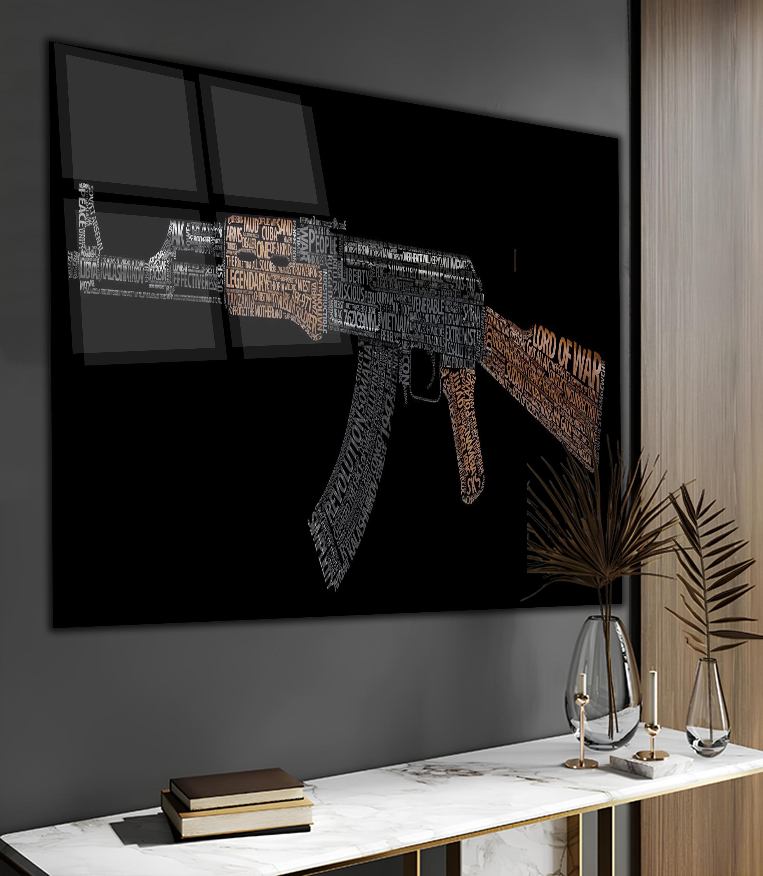 AK-47 Kalashnikov Panoramic Tempered Glass Wall Art,ak-47 Tempered ...