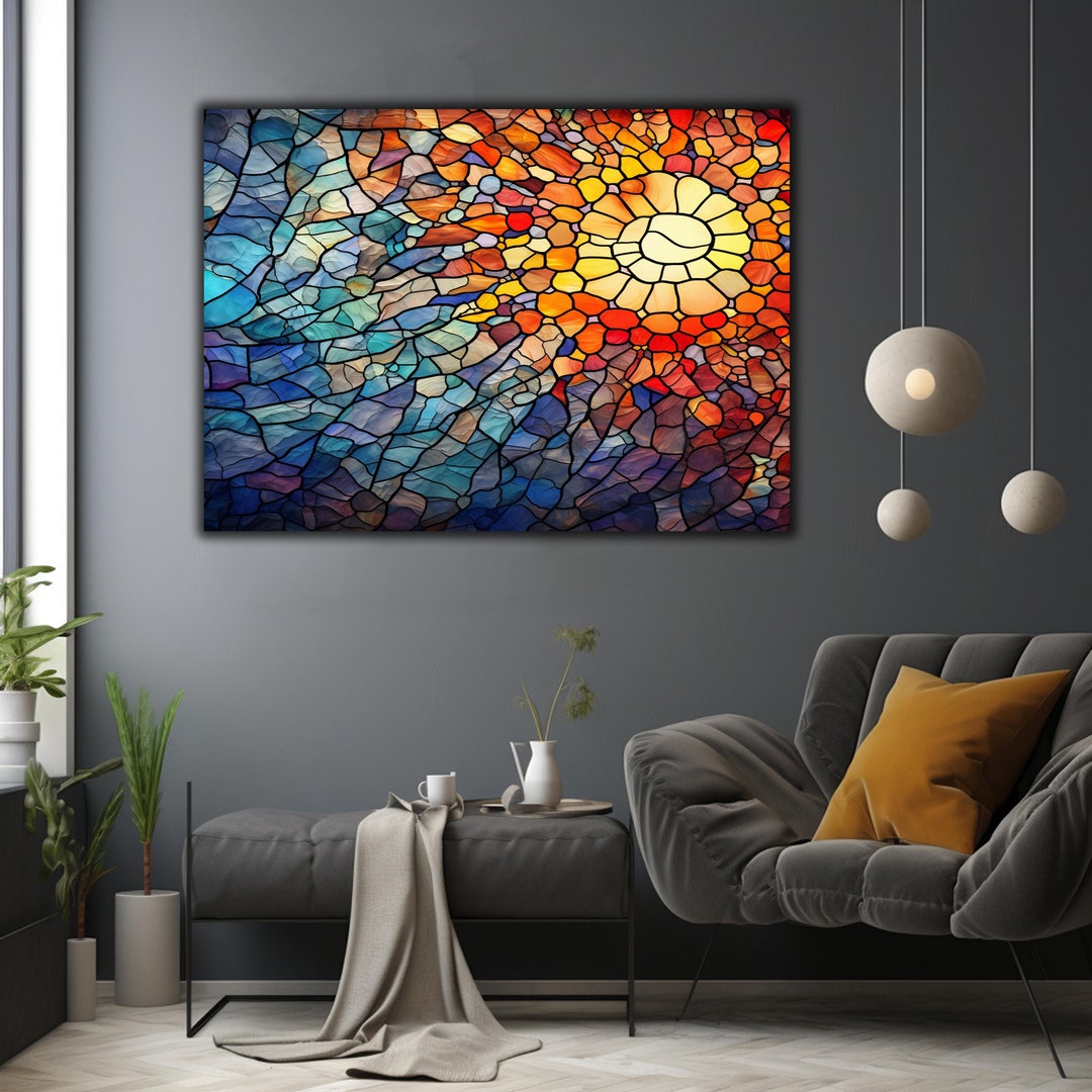Stained Mosaic Tempered Glass Design Wall Art, Large Wall Art, Stepmom ...