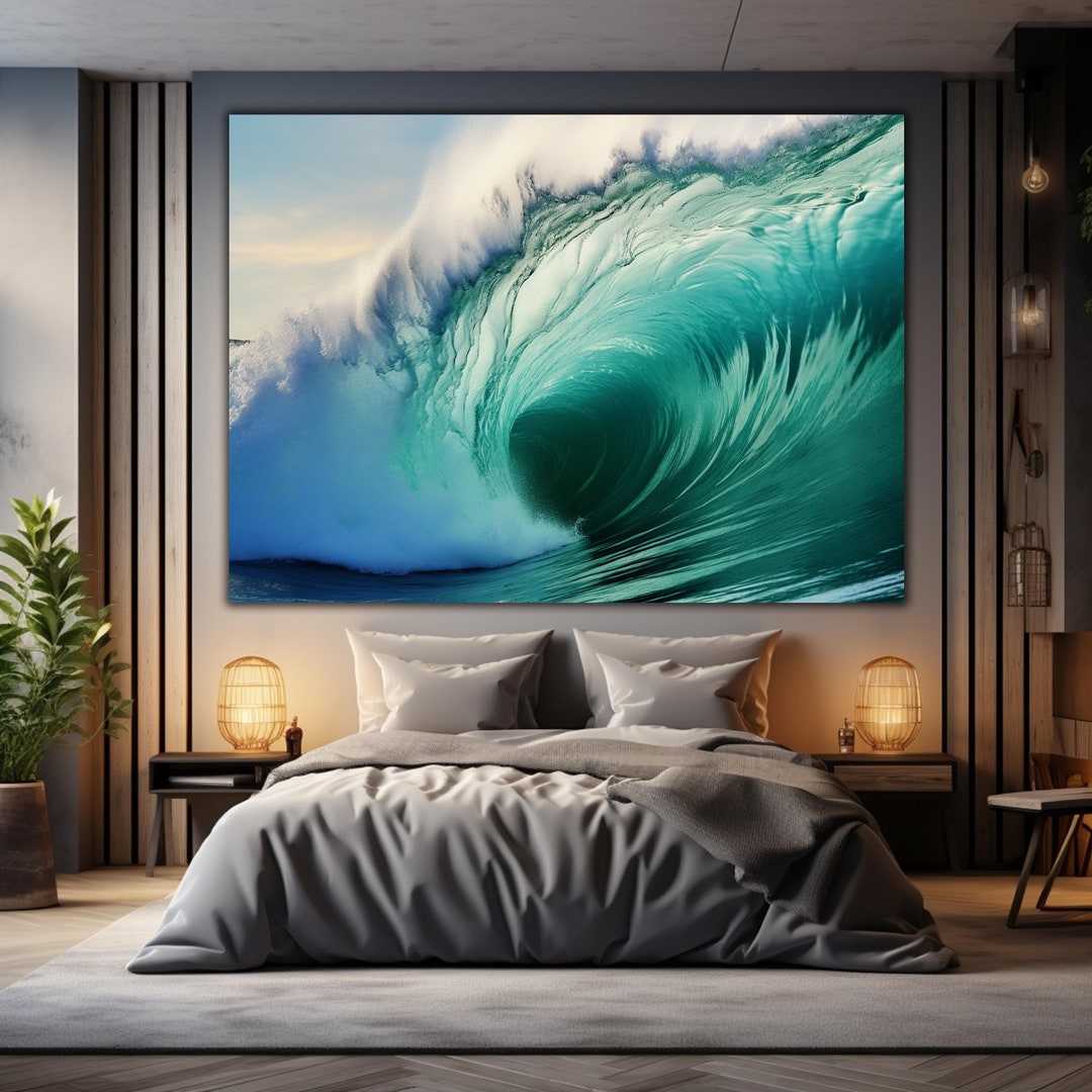 Ocean Tempered Glass Wall Art, Ocean Wall Glass Art, Tempered Large ...