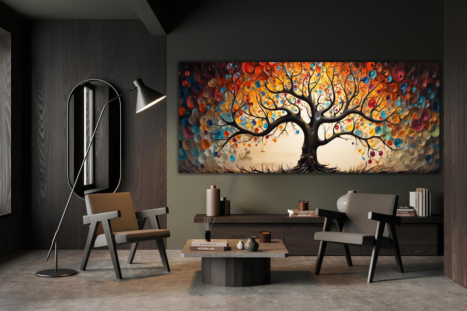Tree of Life Stained Panaromic Tempered Glass Arts, Glass Wall Arts ...