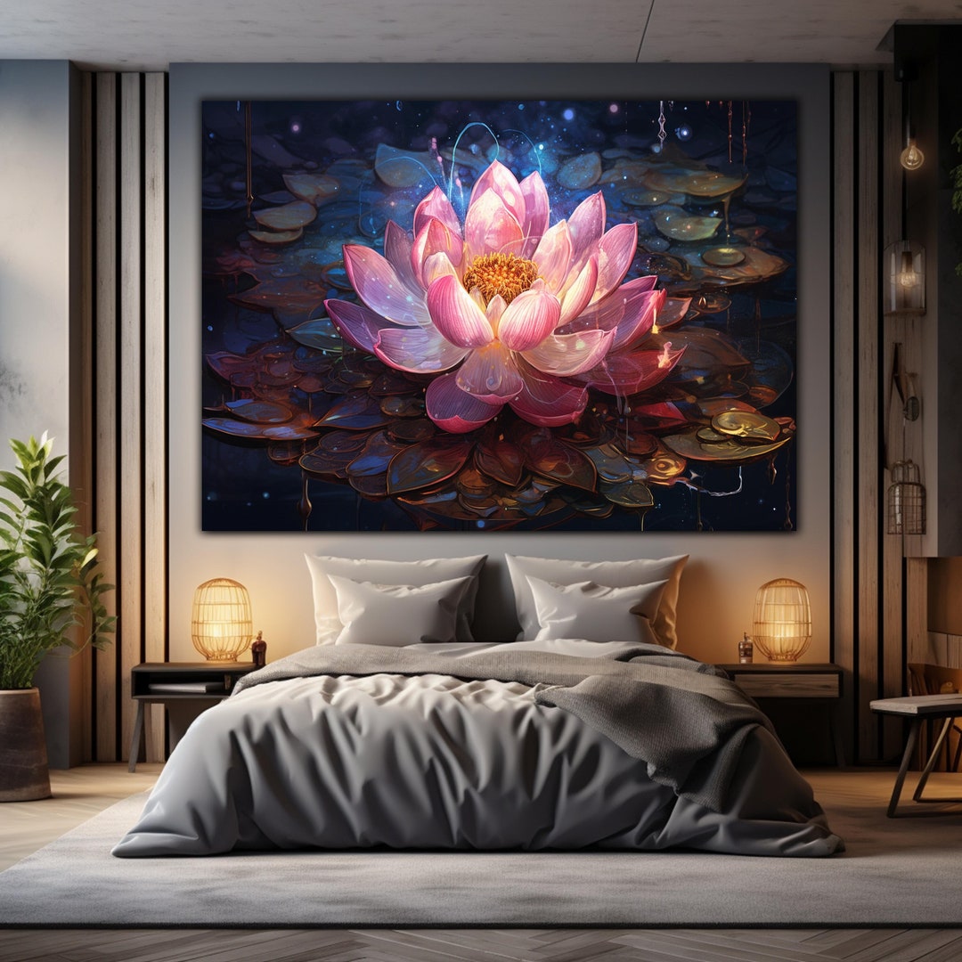 Zen Lotus Flower, Mosaic Art Print, Lotus Flower Print, Tempered Glass ...