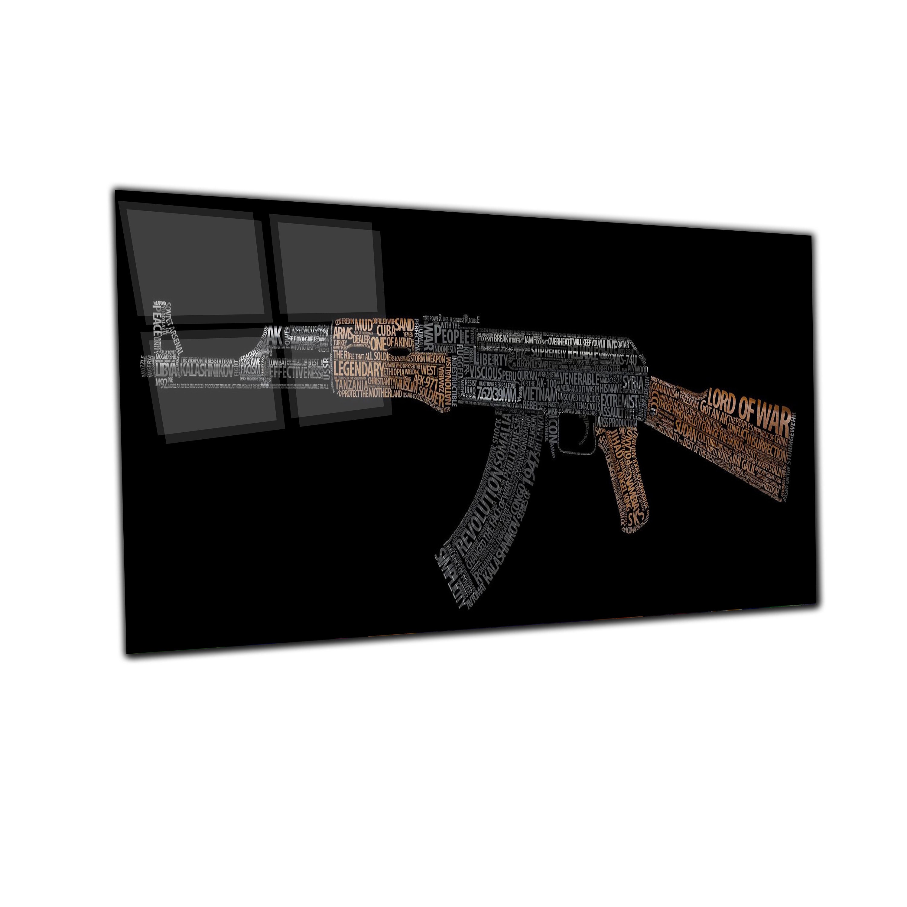 AK-47 Kalashnikov Panoramic Tempered Glass Wall Art,ak-47 Tempered ...