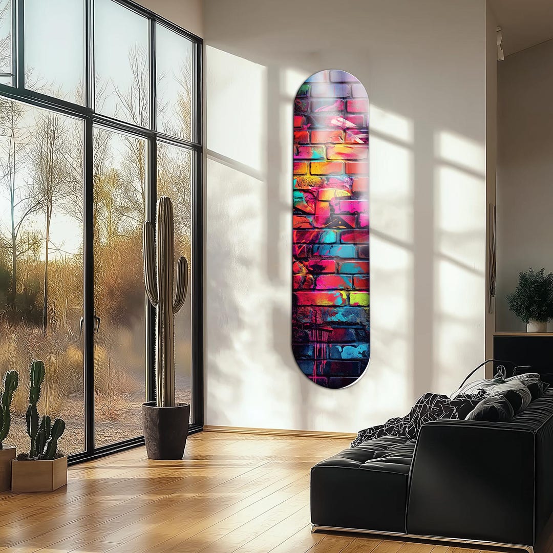 Graffiti Street Skateboard Design Tempered Glass UV Print Wall Art ...
