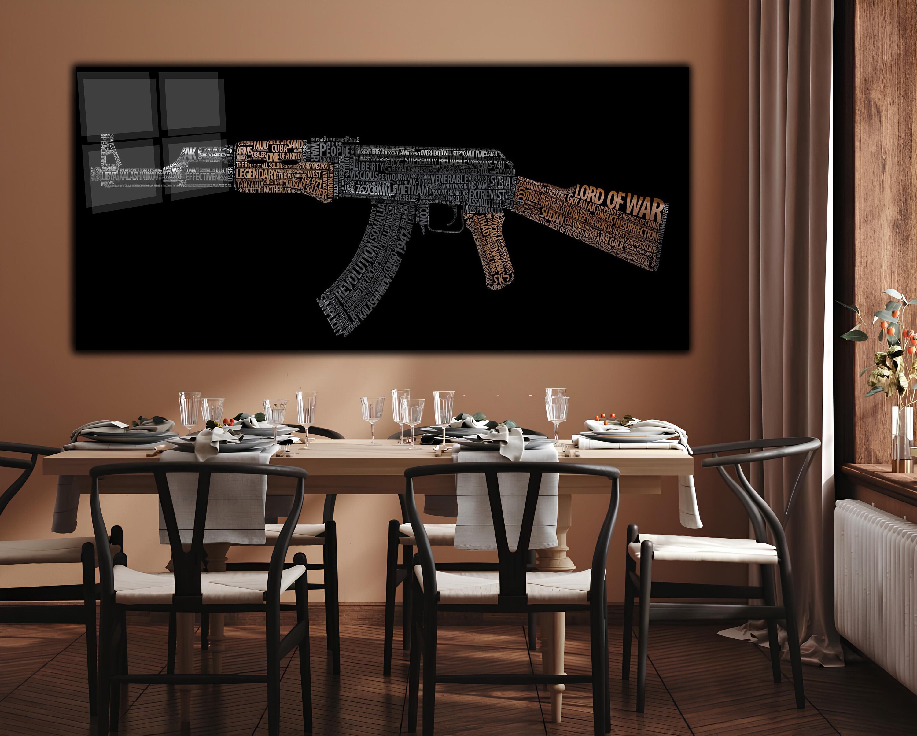 AK-47 Kalashnikov Panoramic Tempered Glass Wall Art,ak-47 Tempered ...