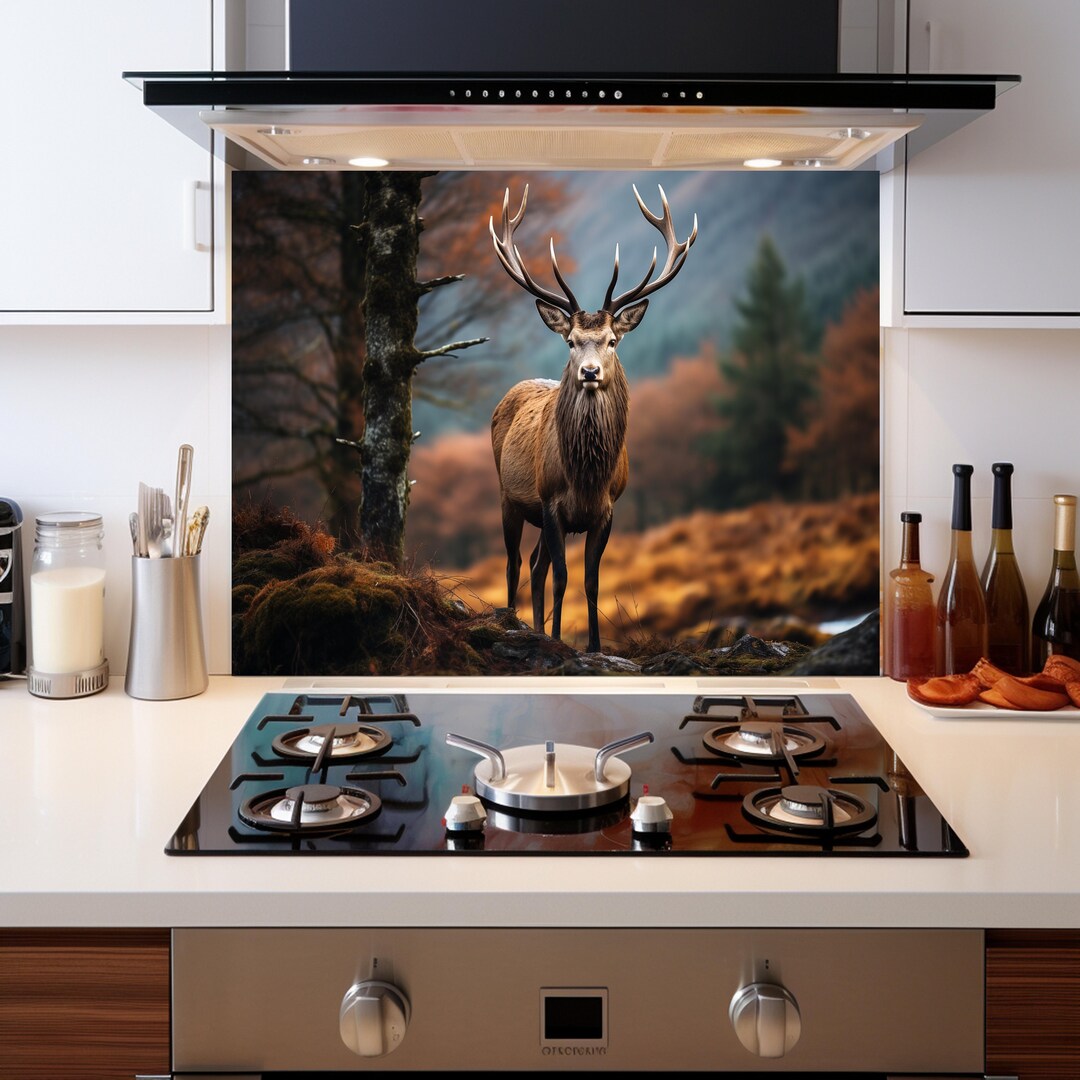 Deer Animal Tempered Glass Backsplash Tiles-animal Backsplash for ...