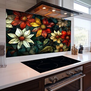 Tempered Glass Backsplash-flower Backsplash Tiles-stove Backsplash for ...