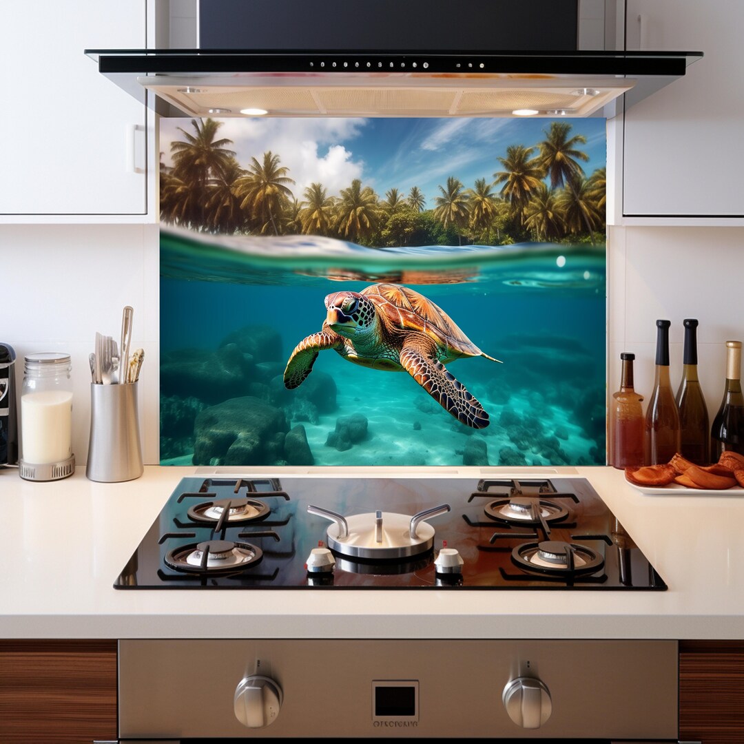 Tempered Glass Backsplash-sea Turtle Backsplash Tiles-animal Backsplash ...