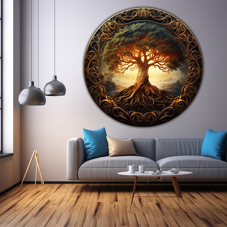Tree of Life Tempered Glass Wall Art, Life of Tree Glass Wall Decor ...