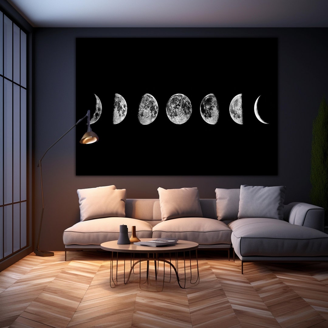 Moon Phases Tempered Glass Wall Art, Lunar Eclipse Glass Art, Moon ...
