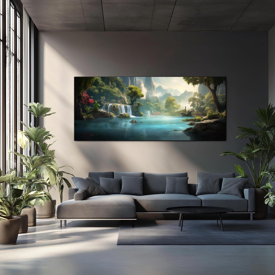 Landscape Wall Art-waterfall Panoramic Tempered Glass Printing Wall Art ...