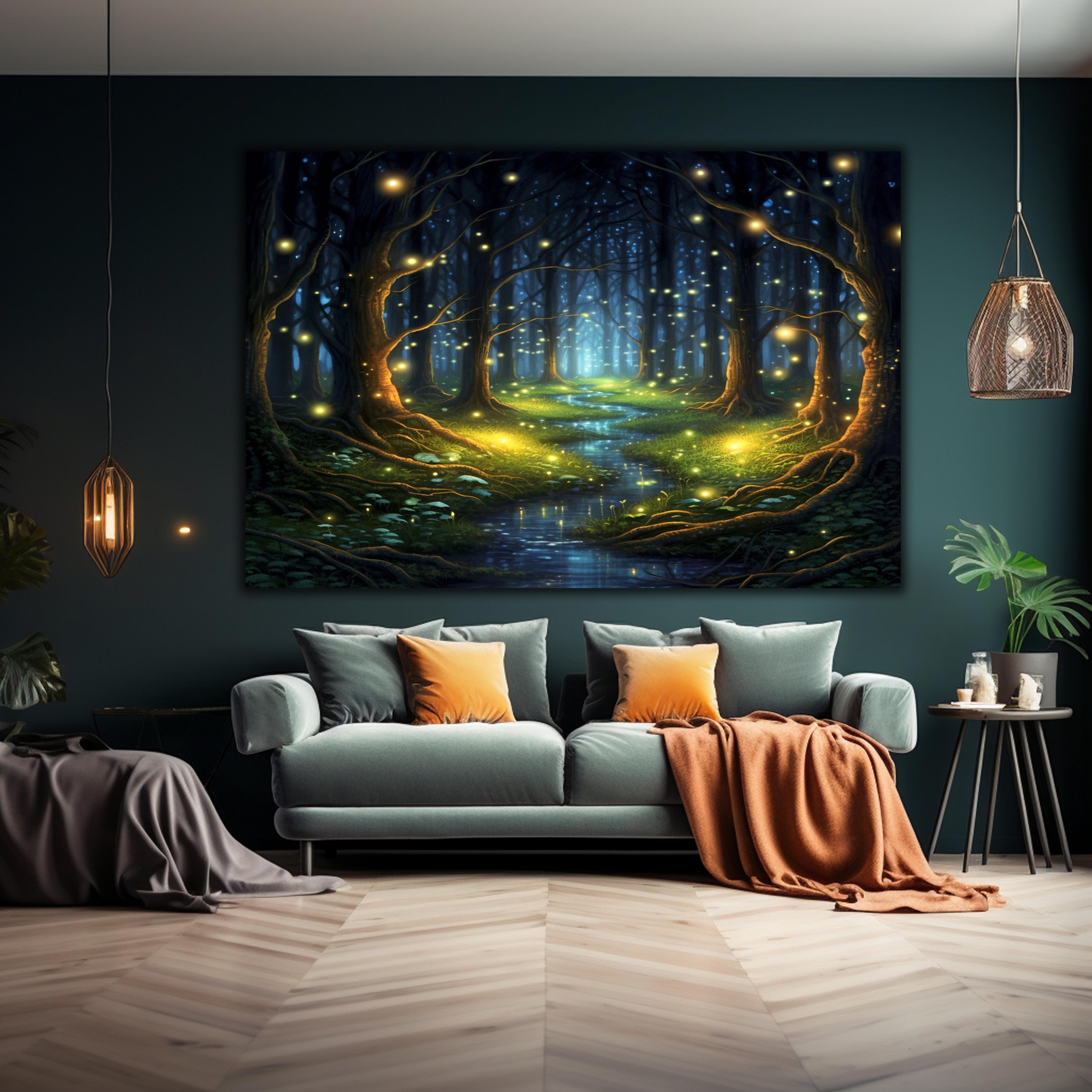 Electric Fireflies Forest Tempered Glass, Fantasy Forest Tempered Glass ...