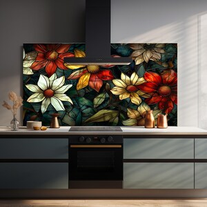 Tempered Glass Backsplash-flower Backsplash Tiles-stove Backsplash for ...