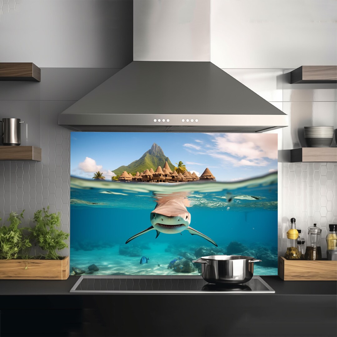 Tempered Glass Backsplash Tile-shark Backsplash-stove Backsplash for ...
