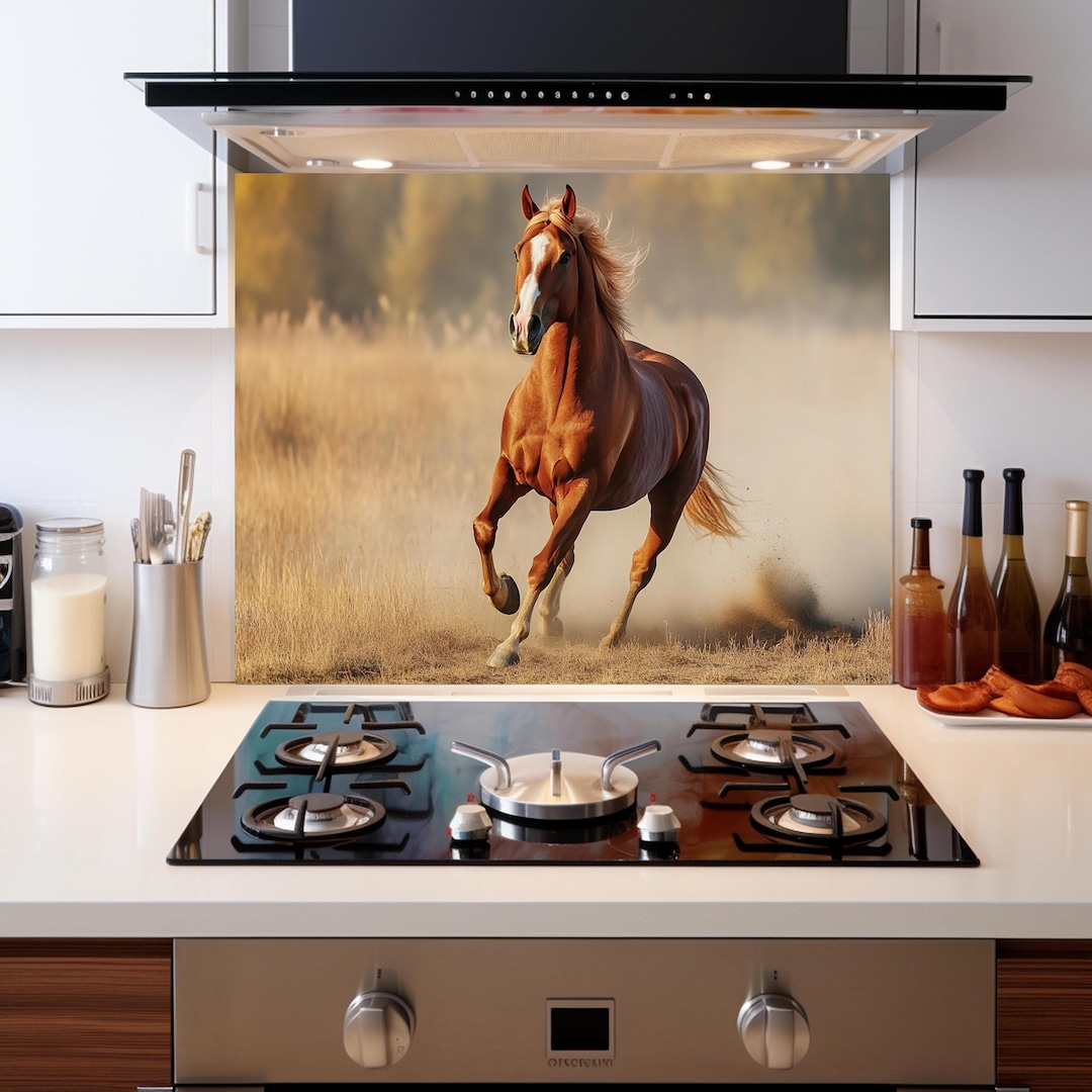 Horse Tempered Glass Backsplash Tiles-animal Backsplash for Kitchen ...
