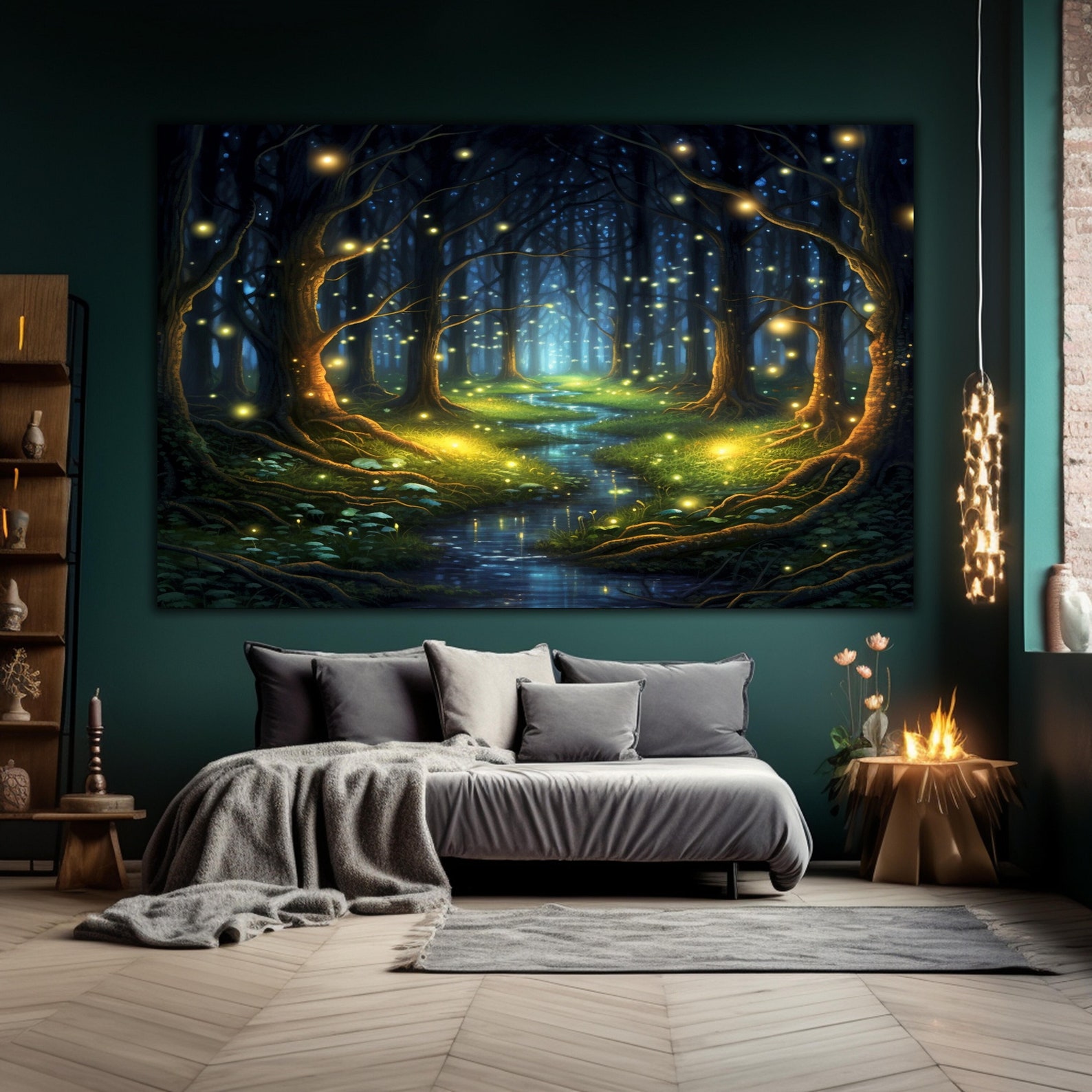 Electric Fireflies Forest Tempered Glass, Fantasy Forest Tempered Glass ...