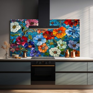 Tempered Glass Backsplash-flower Backsplash Tiles-stove Backsplash for ...