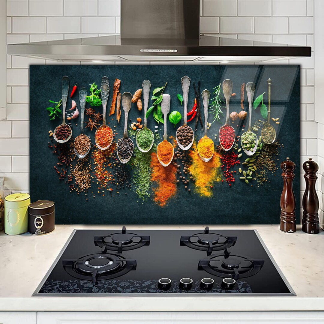 Spices Backsplash Design Tempered Glass Mega Size, Cooker Wall ...
