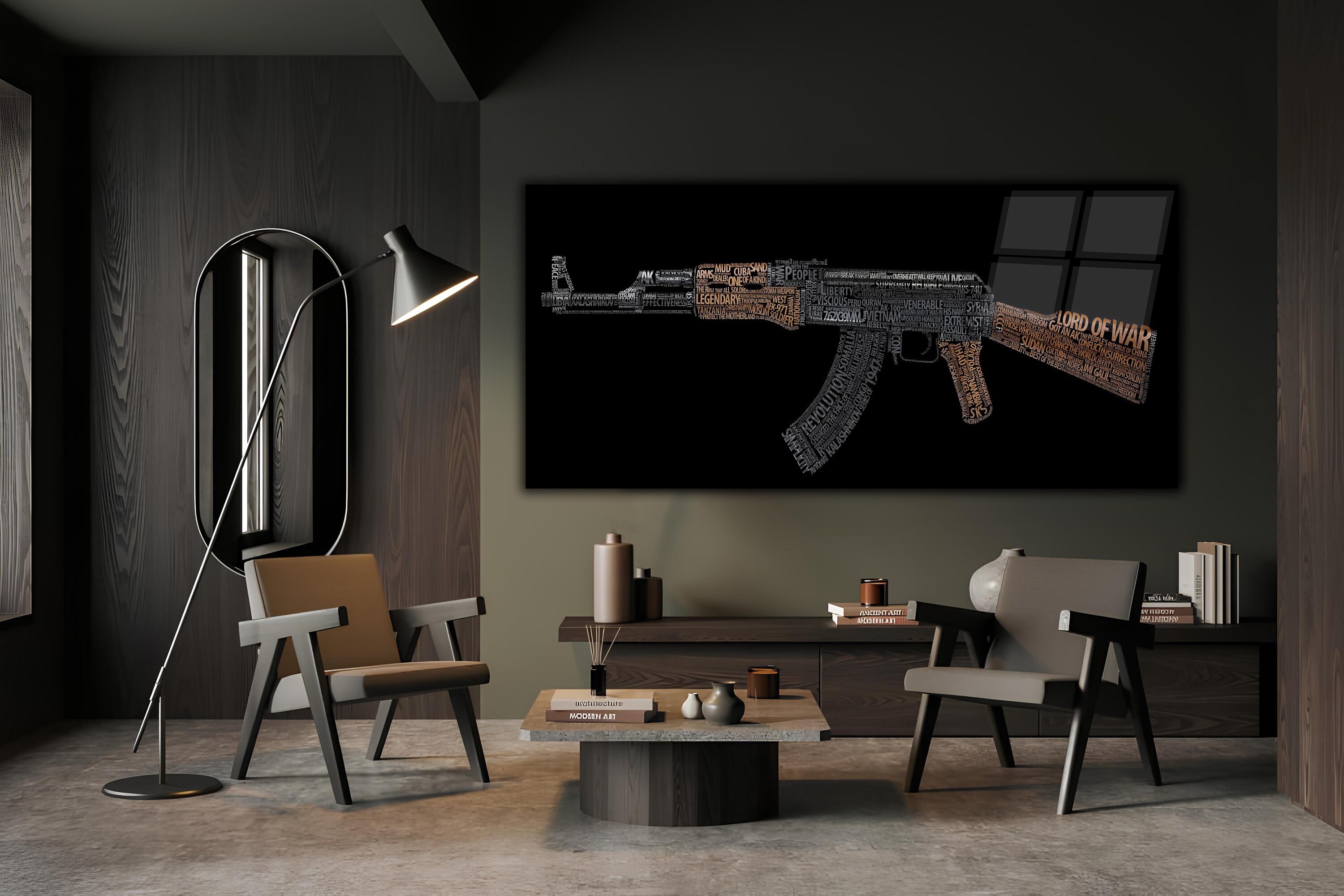 AK-47 Kalashnikov Panoramic Tempered Glass Wall Art,ak-47 Tempered ...