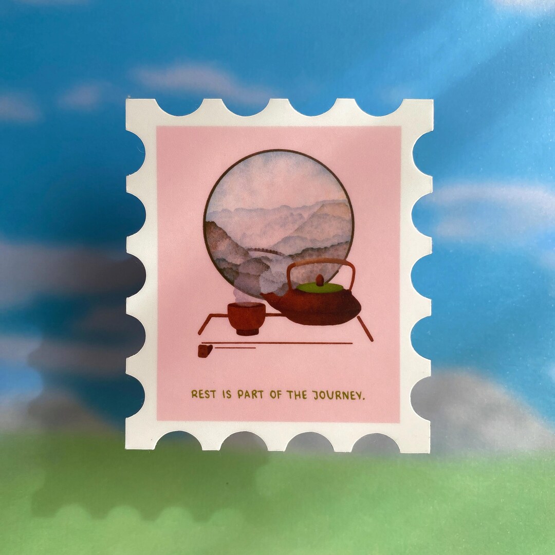 Japanese-inspired Stamp Sticker | Kawaii Tea Aesthetic Vinyl Sticker ...