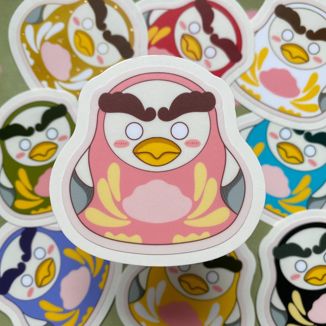 Kawaii Daruma Sticker | Gavi Daruma Matte and Gold Foil Stickers for ...