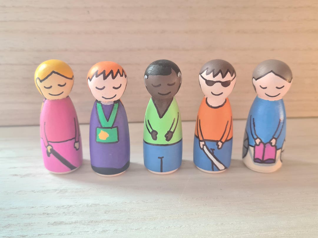 Disability Wooden Peg Dolls (set One) - Etsy