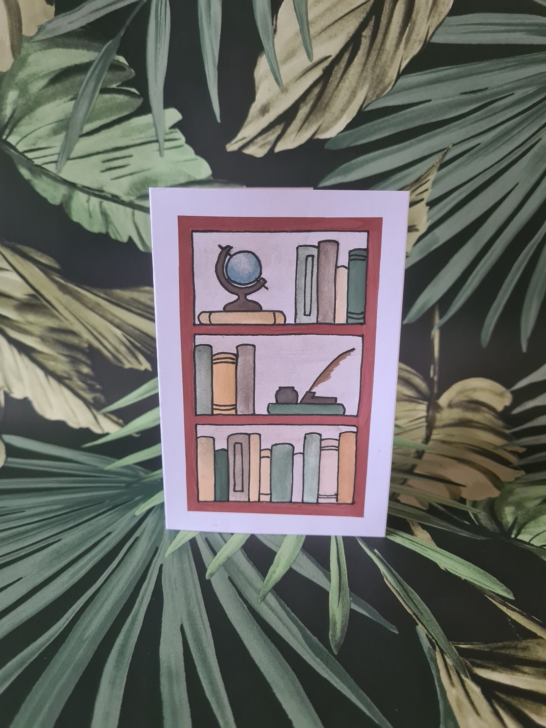 Dark Academia Bookshelf Greeting Card - Etsy