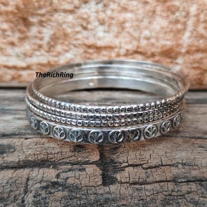 Elegant Set of 4 Silver Designer Bangles – Exquisite, Stylish Wristwear ...