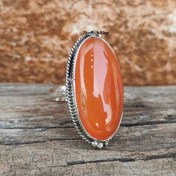 Orange Gemstone Ring - Etsy