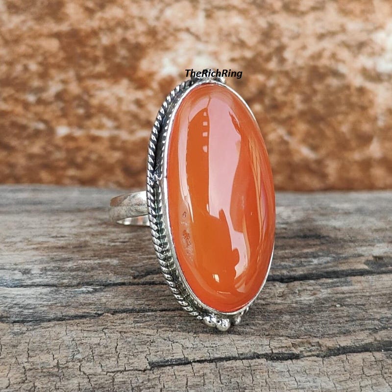 Orange Gemstone Ring - Etsy