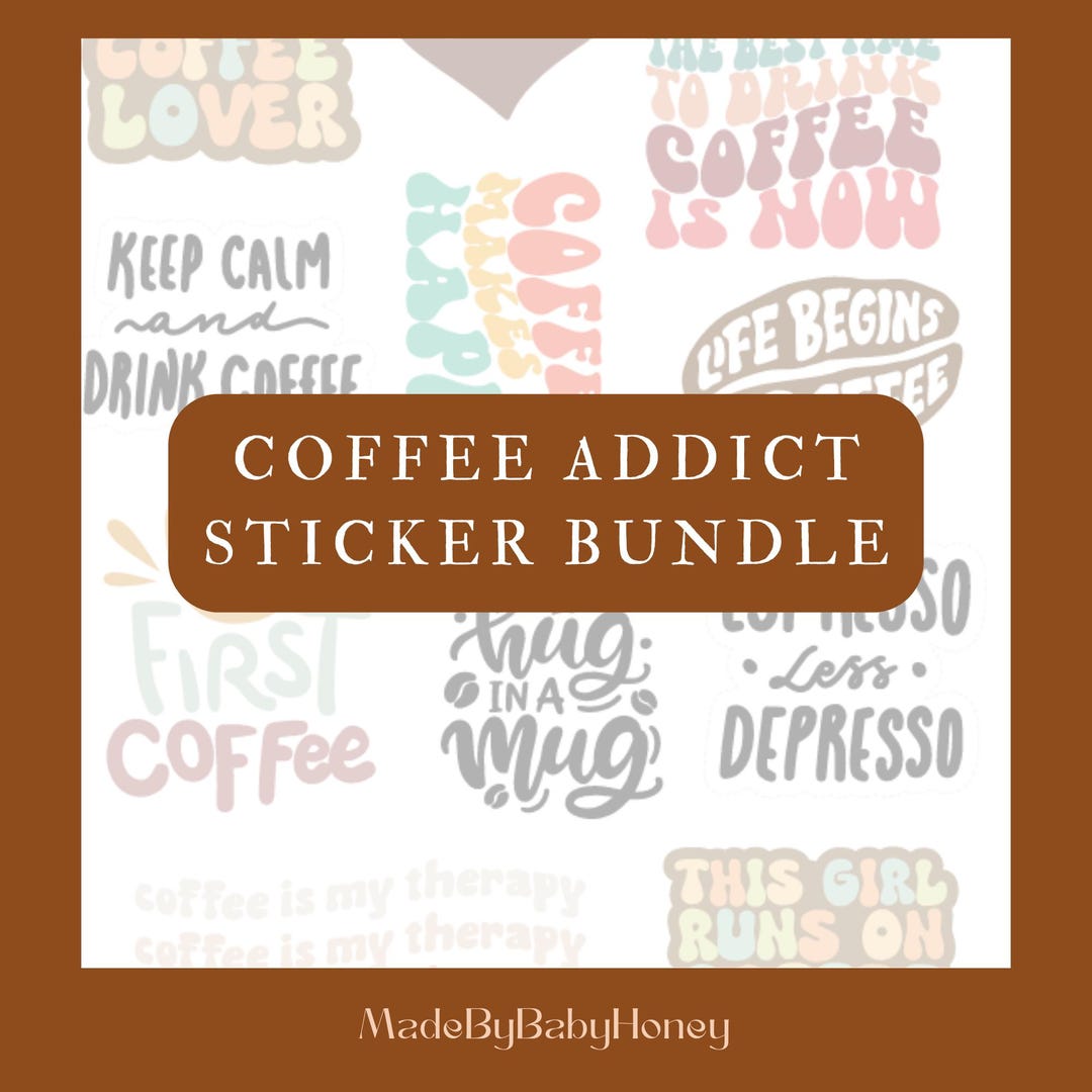 Coffee Lovers Sticker Bundle, Printable Stickers, PDF, Coffee Stickers ...