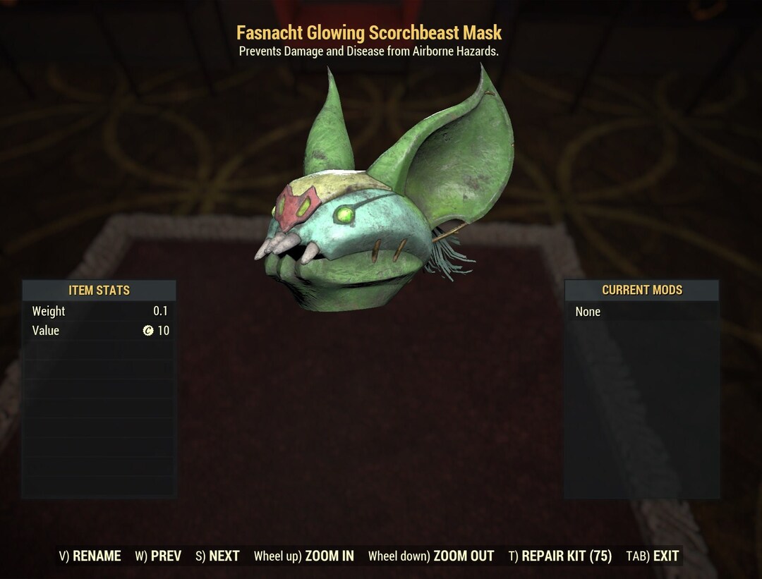 Fo76 PC SUPER RARE Fasnacht 2024 Glowing Scorchbeast Mask fast Delivery ...