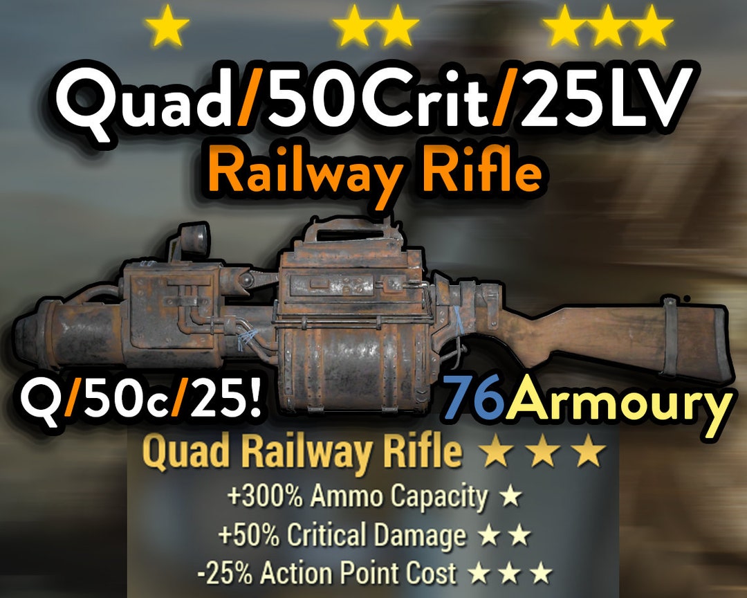 Fo76 PC Railway Rifle Q/50c/25 god Roll fast Delivery - Etsy