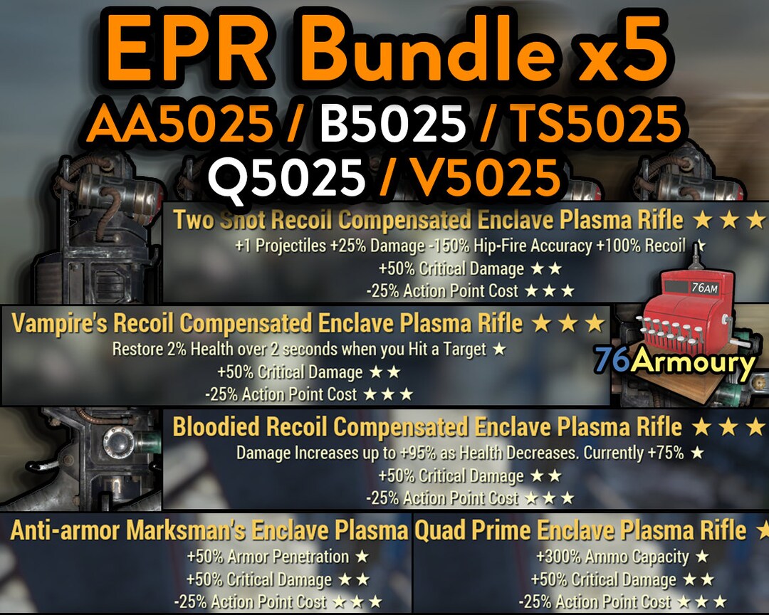 Fo76 PC BUNDLE X5 EPR : Aa/50c/25 B/50c/25 V/50c/25 - Etsy