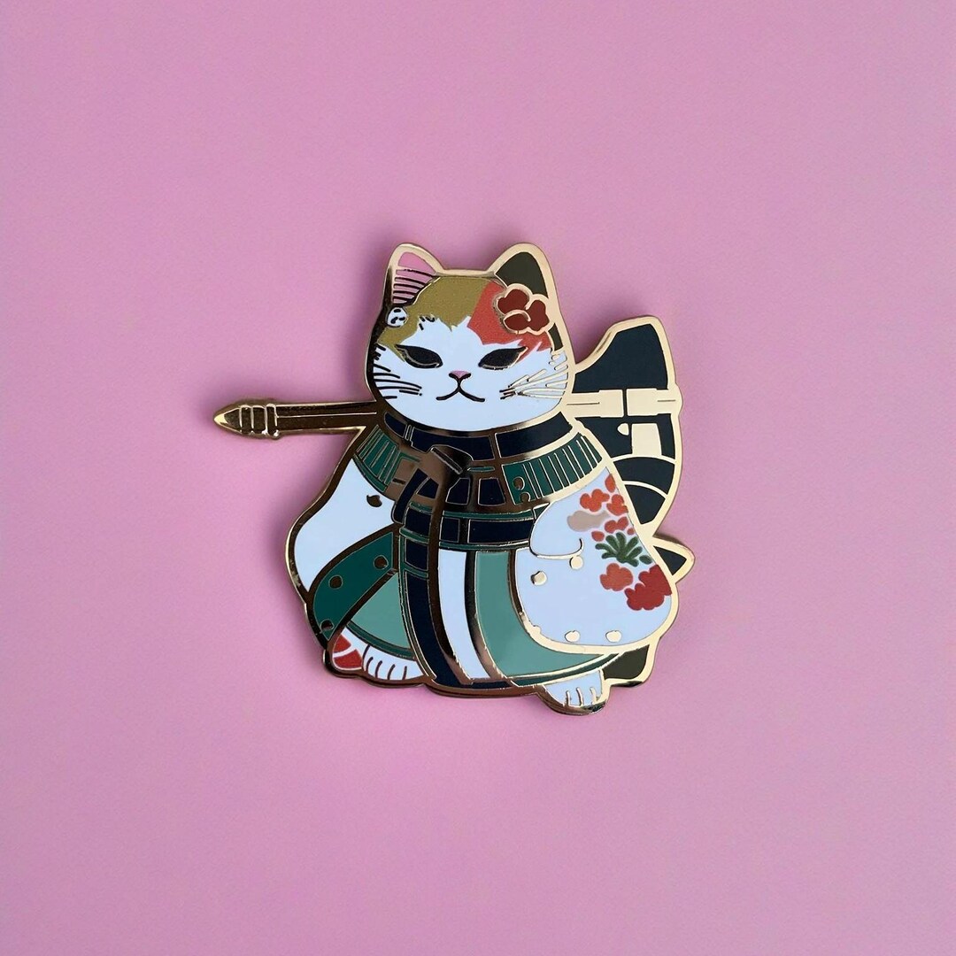 Cat Samurai Pin // Enamel Pin-cat Enamel Cat Samurai Enamel Pin-cat ...