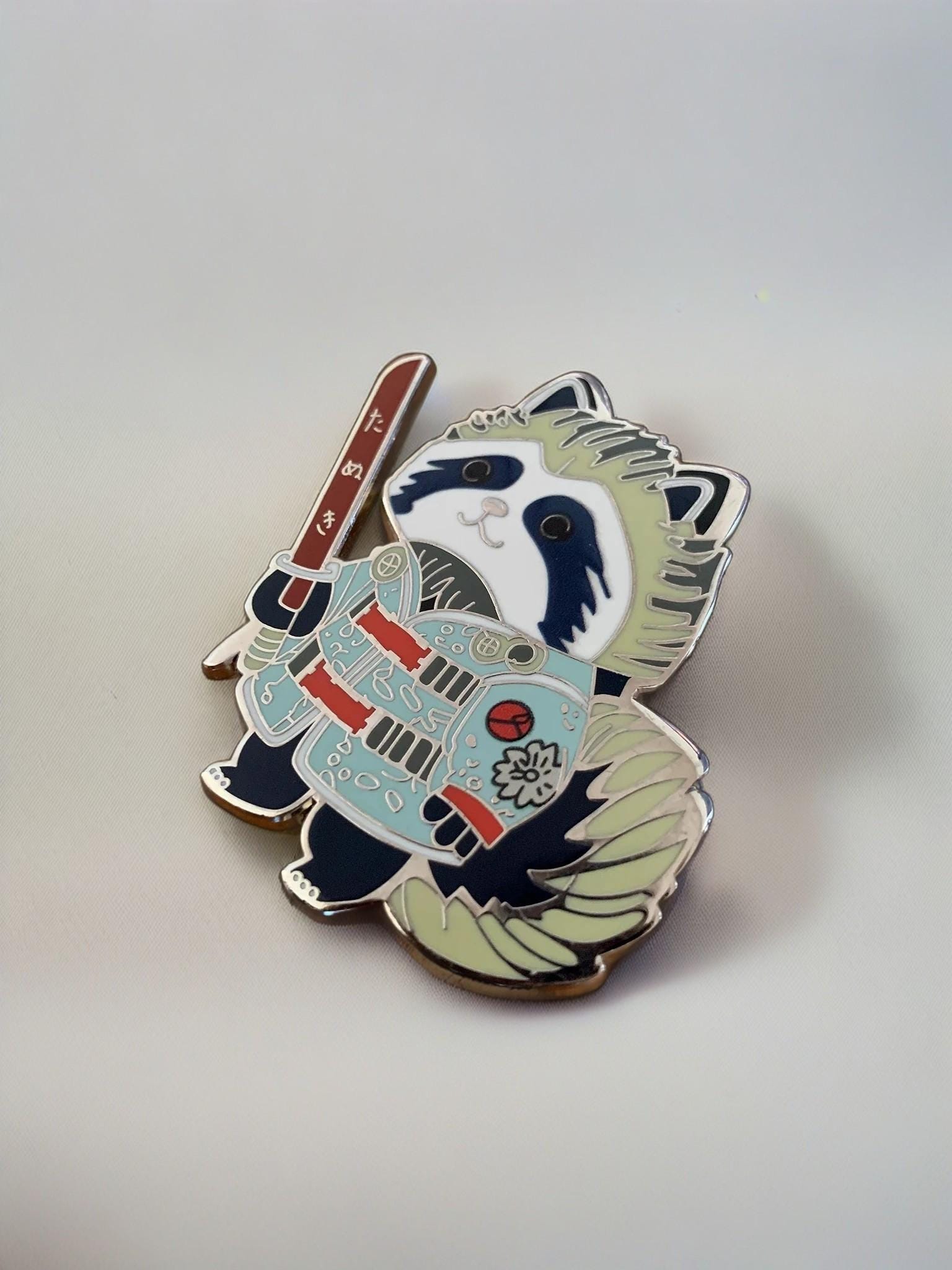 Tanuki Samurai Enamel Pin: Raccoon Warrior - Etsy