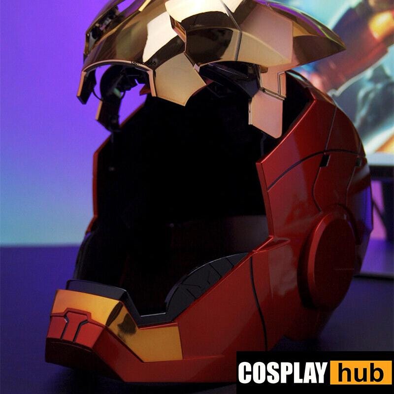 Custom Gold Iron Man Helmet, Voice Activated, Leds on Ears - Gold Mask ...