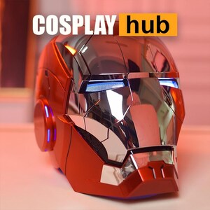 Custom Iron Man Helmet, Voice Activated, Leds on Ears - Silver and Red ...