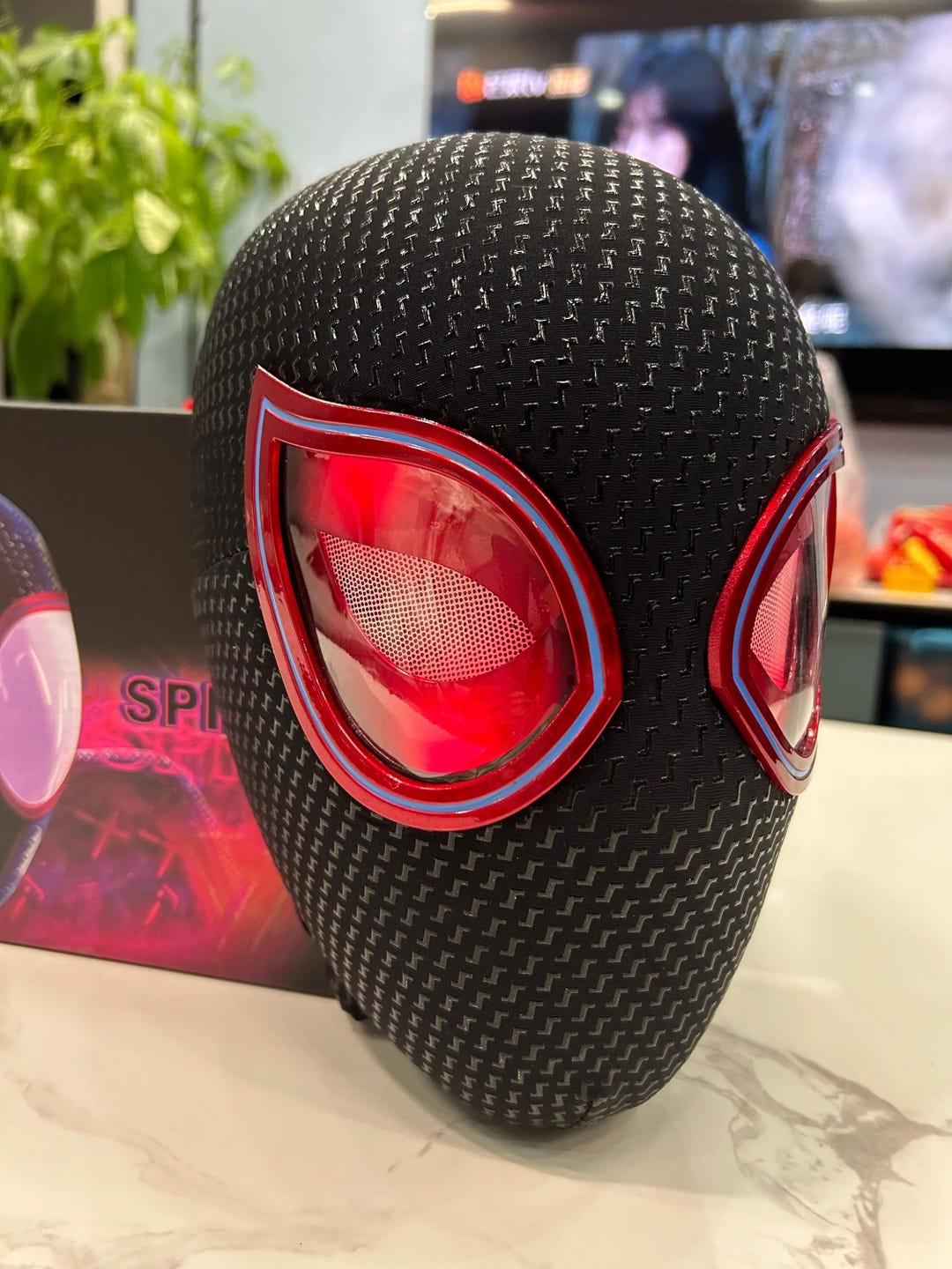 Custom Spider Miles Visor, LED Eyes Moving Eyes Ring Controller Morales ...