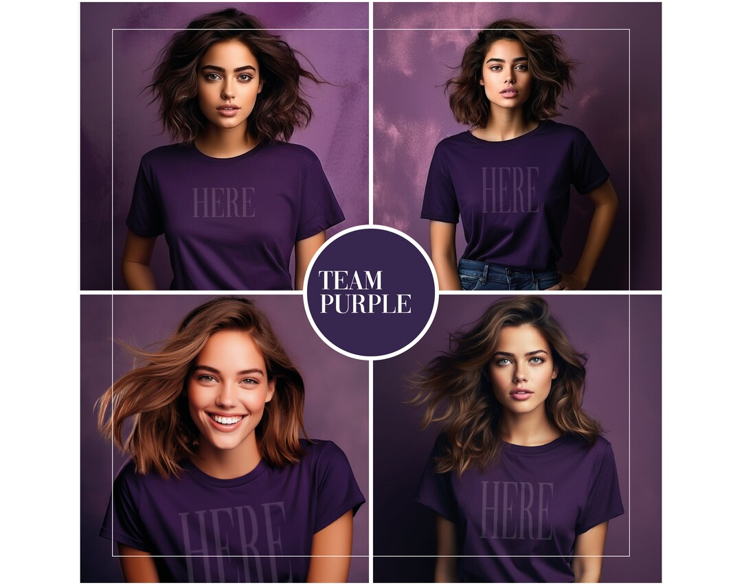 4 Team Purple Bella Canvas 3001 Mockup, Purple Mockup, Tshirt Mockup ...