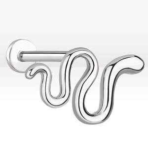 14K Solid Gold Snake Piercing - Gold Snake Tragus Helix Piercing - Flat ...