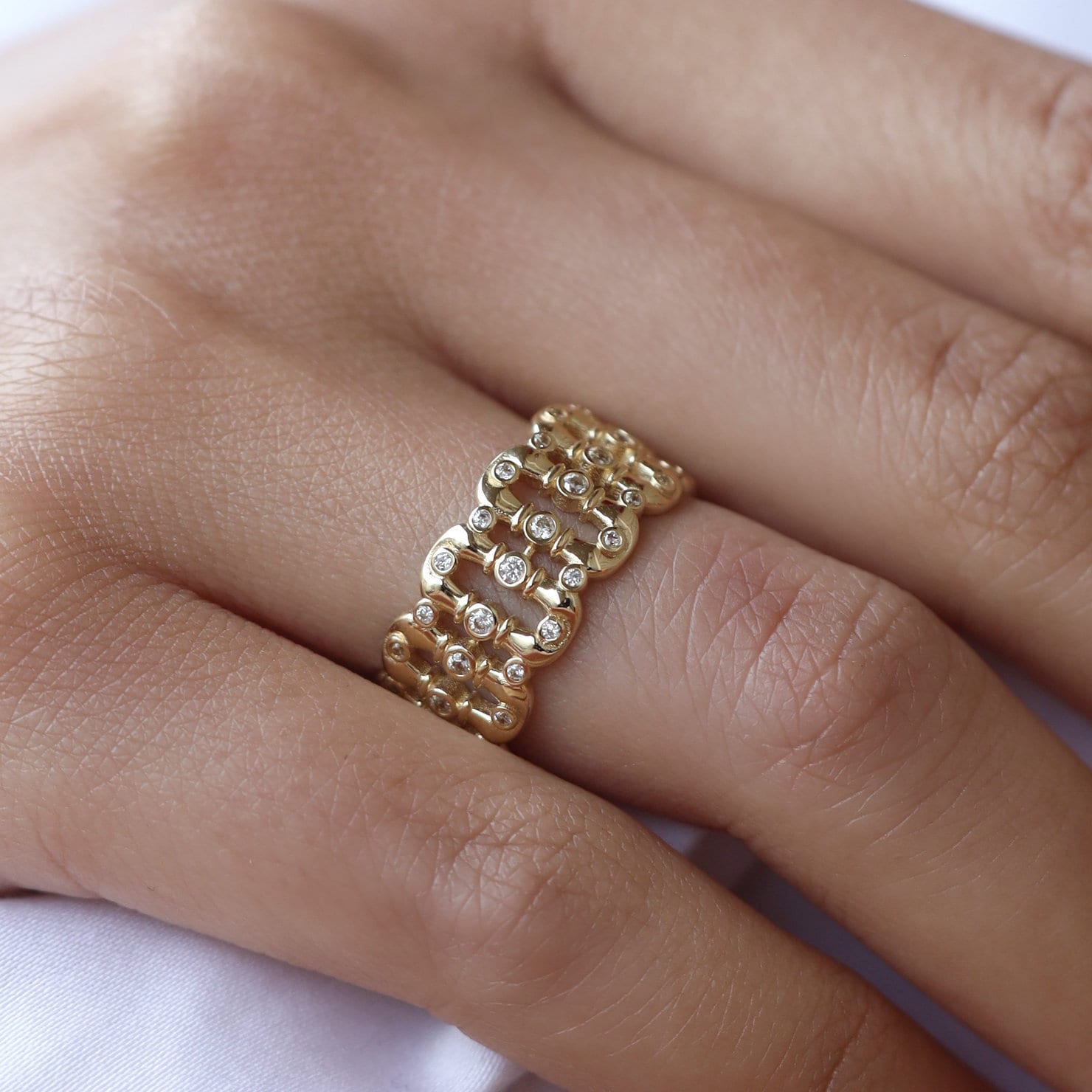 Constance Ring, 14K Solid Gold Ring, Thin Gold Stacking Rings for Woman ...