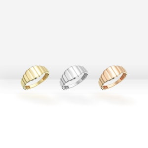 14K Solid Gold Croissant Ring - Real Gold Dainty Ring for Women ...