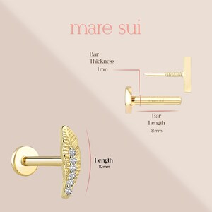 Feather Piercing, 14K Gold Piercing, Minimalist Feather Tragus Piercing ...