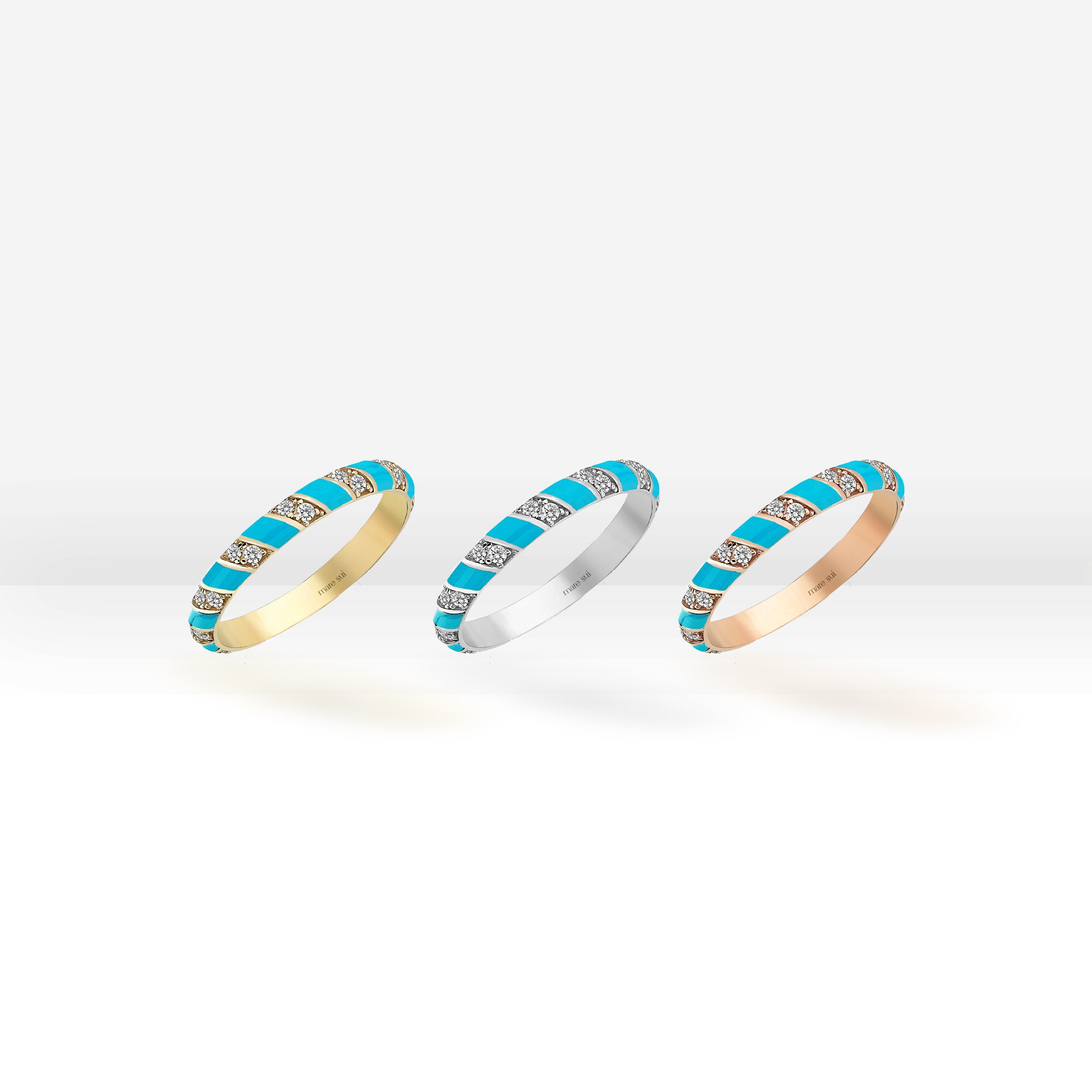 14K Solid Gold Enamel Ring, Thin Gold Stacking Rings for Woman, Minimal ...