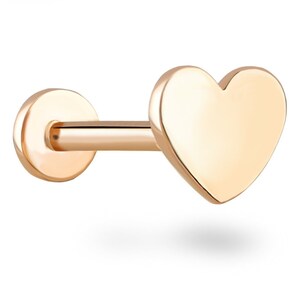 14K Solid Gold Tiny Heart Shaped Tragus Piercing - Real Gold Tragus ...